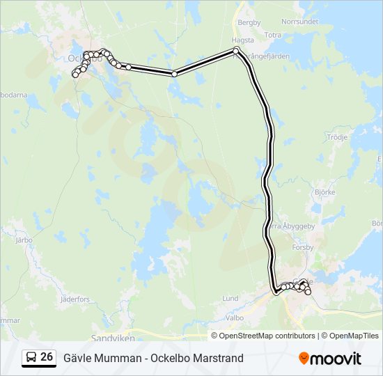 26 Rutt: Tidtabeller, Hållplatser & Kartor - Gävle Mumman (Uppdaterat)