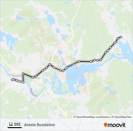 202 Rutt: Tidtabeller, Hållplatser & Kartor - Avesta Busstation ...