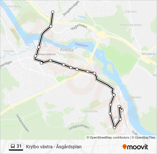31 Route: Schedules, Stops & Maps - Avesta Krylbo Station (Updated)