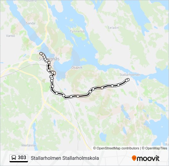 303 Rutt: Tidtabeller, Hållplatser & Kartor - Stallarholmen ...