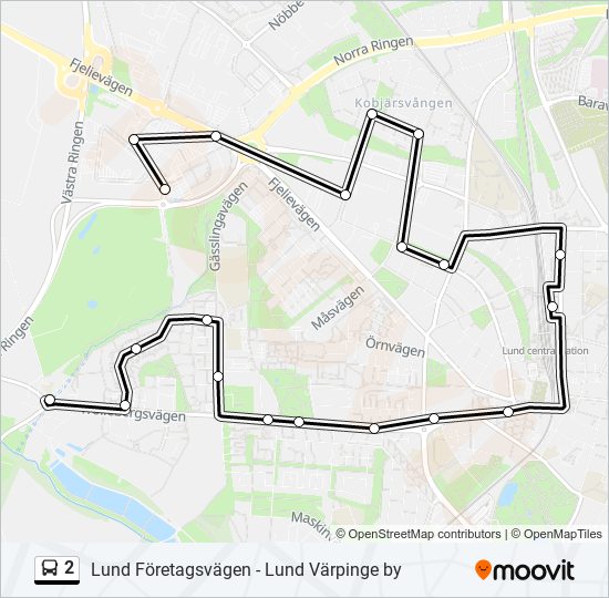 2 Route: Schedules, Stops & Maps - Lund Företagsvägen (Updated)