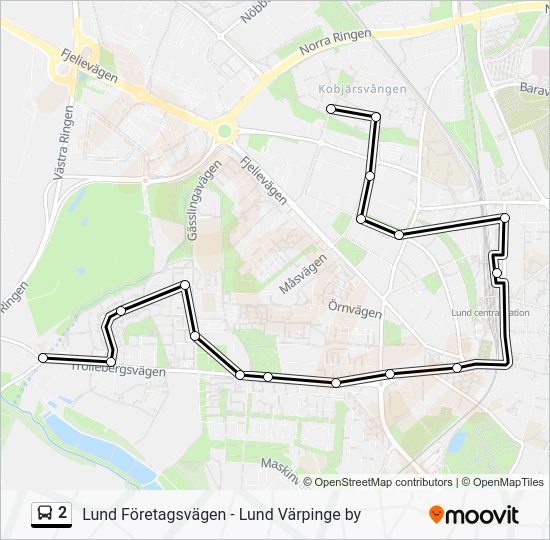2 Route: Schedules, Stops & Maps - Lund Bondevägen (Updated)