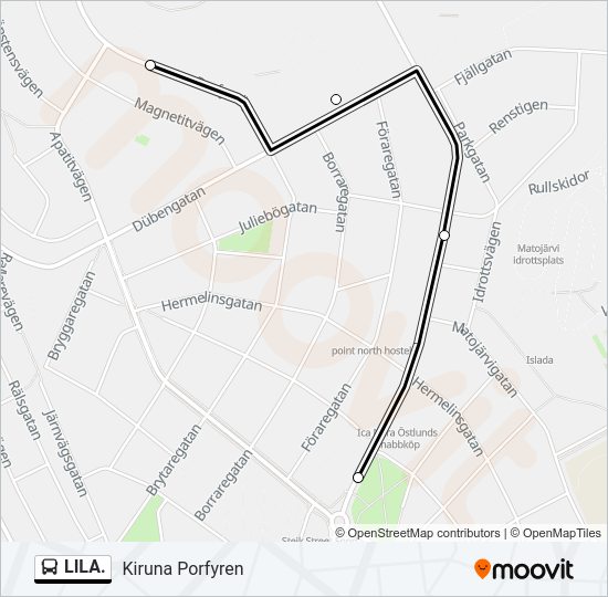 LILA Route: Schedules, Stops & Maps - Kiruna Porfyren (Updated)