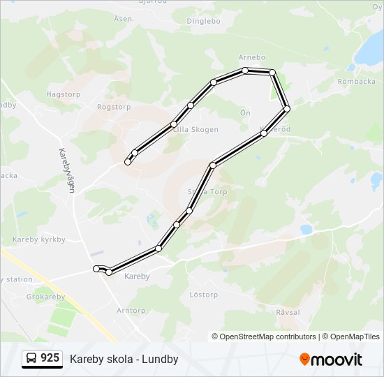 925 Rutt: Tidtabeller, Hållplatser & Kartor - Kareby Korsväg (Uppdaterat)