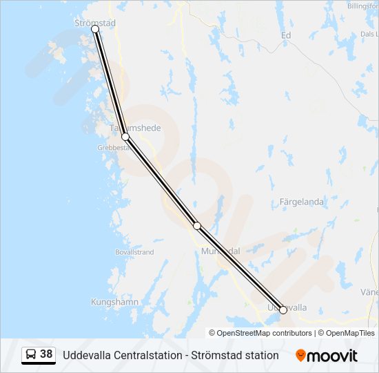 38 Rutt: Tidtabeller, Hållplatser & Kartor - Strömstad Station (Uppdaterat)