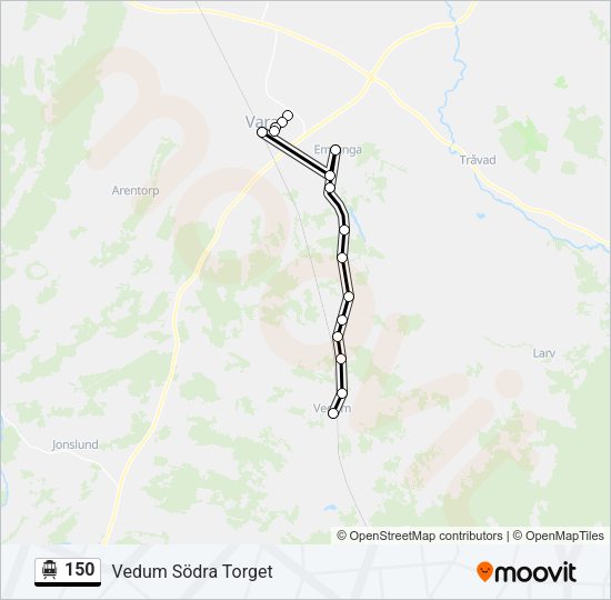 150 Rutt: Tidtabeller, Hållplatser & Kartor - Vedum Södra Torget ...