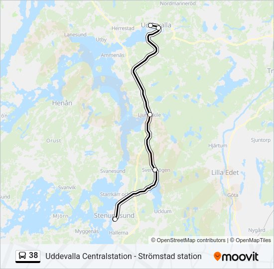 38 Route: Schedules, Stops & Maps - Uddevalla Centralstation (Updated)