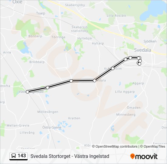 143 Rutt: Tidtabeller, Hållplatser & Kartor - Svedala Stortorget ...