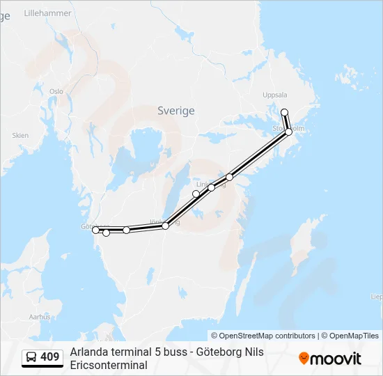 409 Route: Schedules, Stops & Maps - Göteborg Nils Ericsonterminal ...