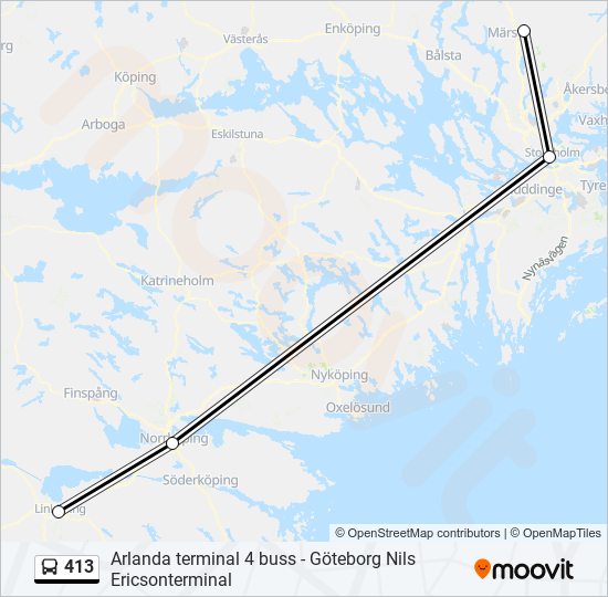 413 Route: Schedules, Stops & Maps - Linköping Fjärrbussterminal (Updated)
