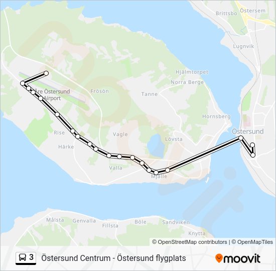 3 Rutt: Tidtabeller, Hållplatser & Kartor - Östersund Centrum (Uppdaterat)