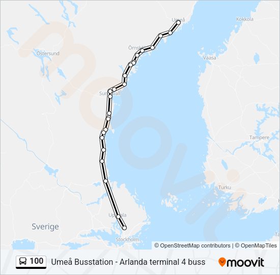100 Route: Schedules, Stops & Maps - Umeå Busstation (Updated)