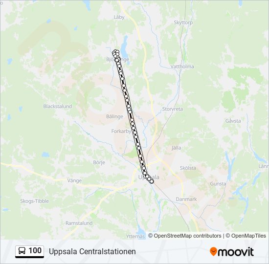 100 Rutt: Tidtabeller, Hållplatser & Kartor - Uppsala Centralstationen ...