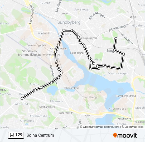 129 Rutt: Tidtabeller, Hållplatser & Kartor - Solna Centrum (Uppdaterat)