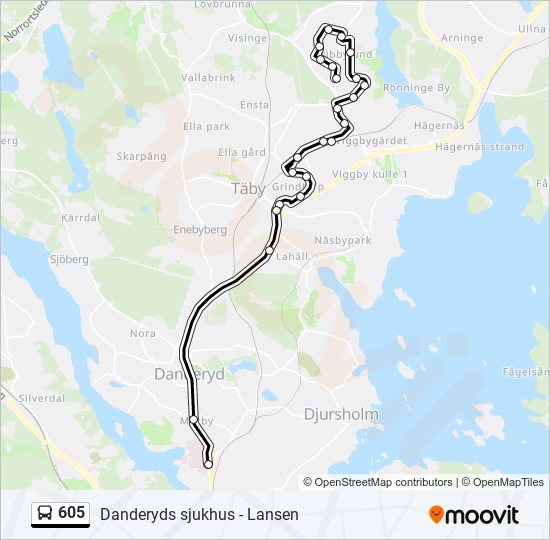 605 Route: Schedules, Stops & Maps - Danderyds Sjukhus (Updated)