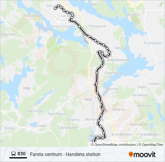 830 Rutt: Tidtabeller, Hållplatser & Kartor - Farsta Centrum (Uppdaterat)
