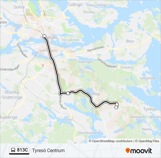 813c Route: Schedules, Stops & Maps - Tyresö Centrum (Updated)