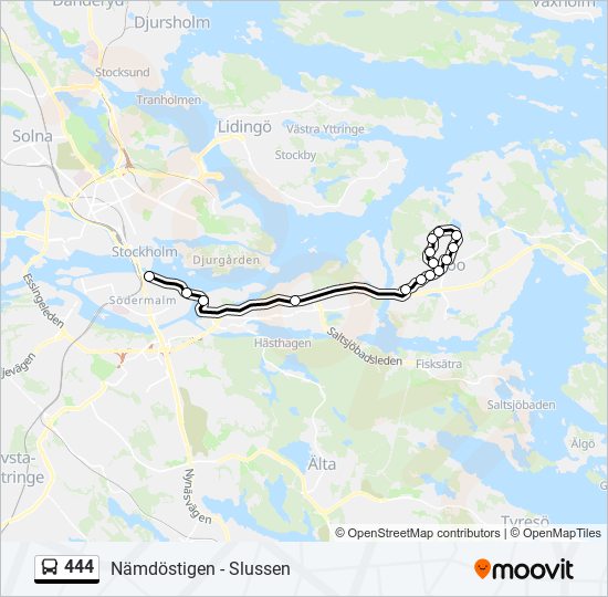 444 Rutt: Tidtabeller, Hållplatser & Kartor - Slussen (Uppdaterat)