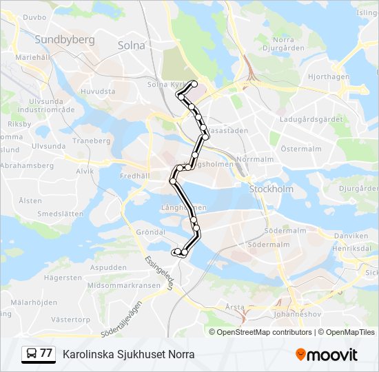77 Route: Schedules, Stops & Maps - Karolinska Sjukhuset Norra (Updated)