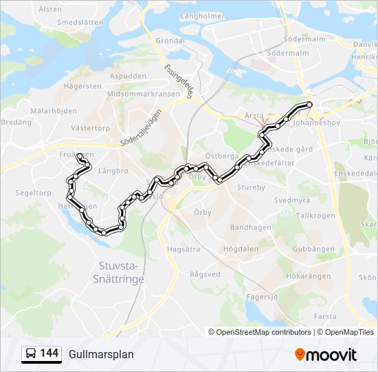 144 Rutt: Tidtabeller, Hållplatser & Kartor - Gullmarsplan (Uppdaterat)