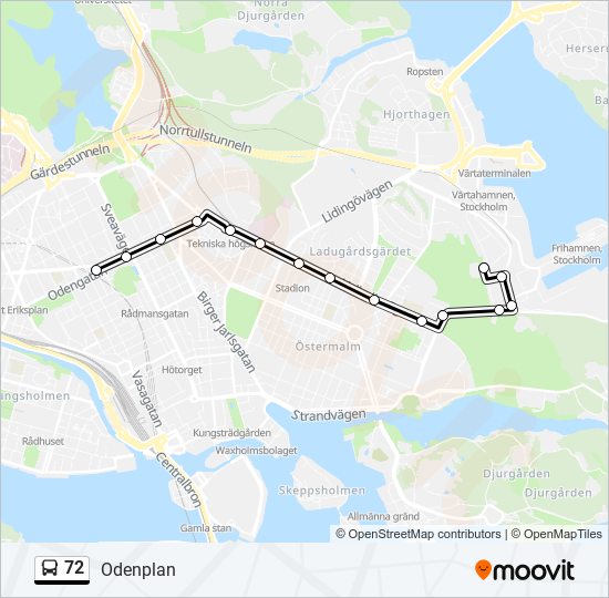 72 Rutt: Tidtabeller, Hållplatser & Kartor - Odenplan (Uppdaterat)