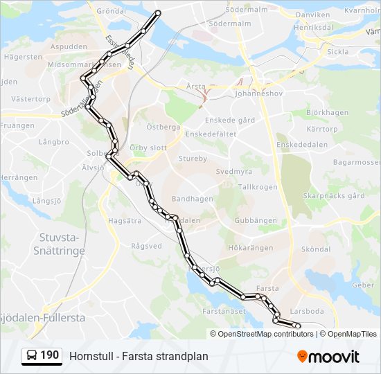 190 Route: Schedules, Stops & Maps - Farsta Strandplan (Updated)