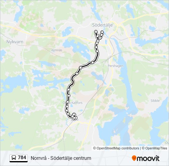 784 Rutt: Tidtabeller, Hållplatser & Kartor - Södertälje Centrum Västra ...