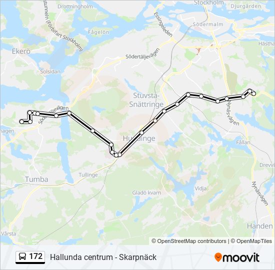 172 Rutt: Tidtabeller, Hållplatser & Kartor - Norsborg (Uppdaterat)