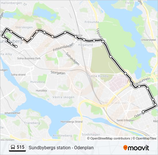 515 Rutt: Tidtabeller, Hållplatser & Kartor - Odenplan (Uppdaterat)