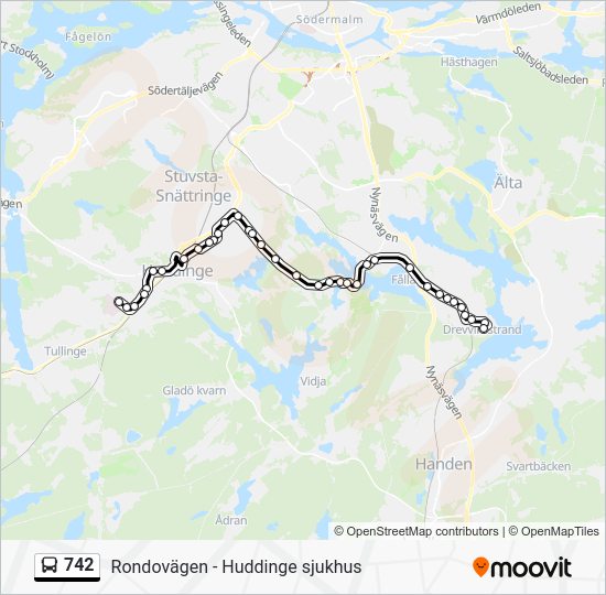 742 Rutt: Tidtabeller, Hållplatser & Kartor - Huddinge Sjukhus (Uppdaterat)