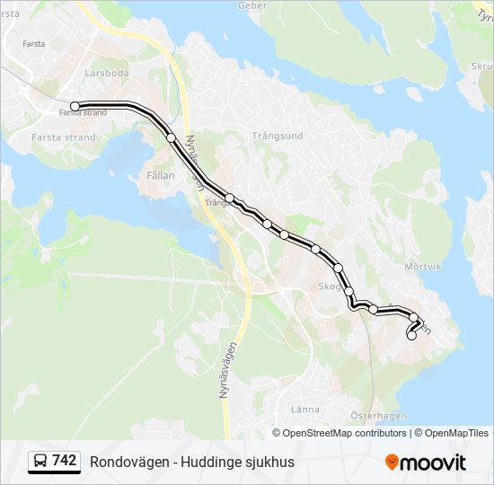 742 Rutt: Tidtabeller, Hållplatser & Kartor - Farsta Strand (Uppdaterat)