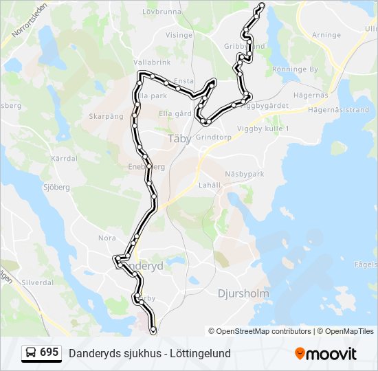 695 Rutt: Tidtabeller, Hållplatser & Kartor - Löttingelund (Uppdaterat)