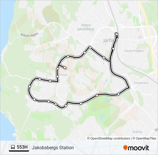 553h Rutt: Tidtabeller, Hållplatser & Kartor - Jakobsbergs Station ...