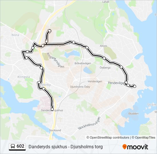 602 Rutt: Tidtabeller, Hållplatser & Kartor - Danderyds Sjukhus ...