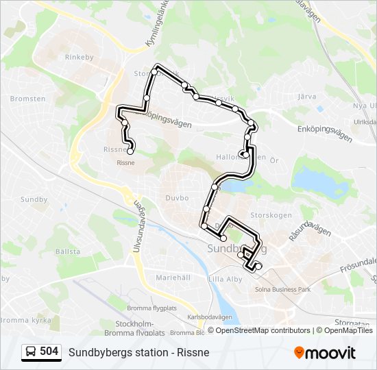 504 Rutt: Tidtabeller, Hållplatser & Kartor - Sundbybergs Station ...