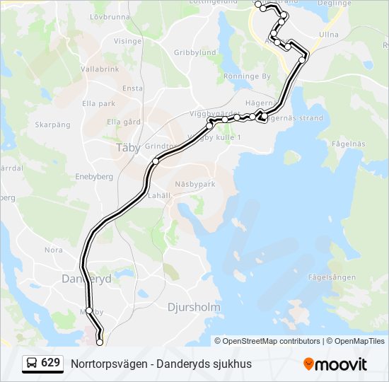 629 Route: Schedules, Stops & Maps - Danderyds Sjukhus (Updated)