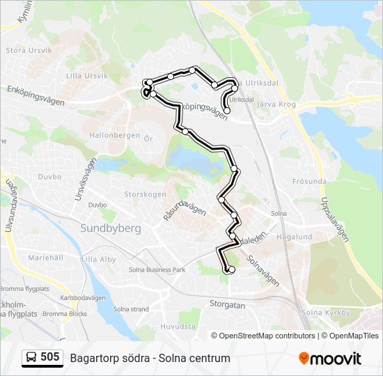 505 Rutt: Tidtabeller, Hållplatser & Kartor - Bagartorp Södra (Uppdaterat)
