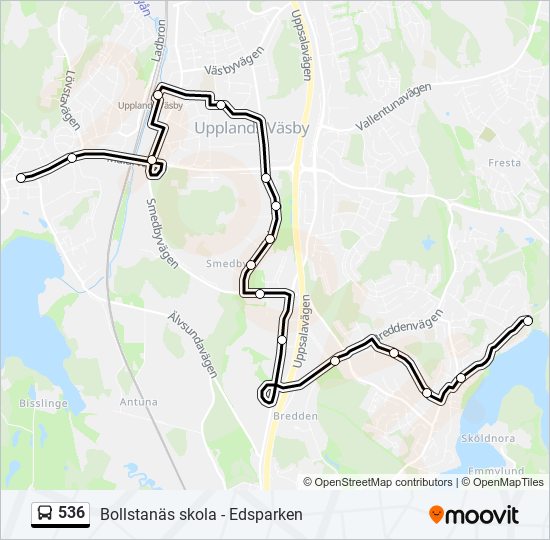 536 Rutt: Tidtabeller, Hållplatser & Kartor - Bollstanäs Skola (Uppdaterat)