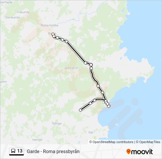 13 Route: Schedules, Stops & Maps - Roma Pressbyrån (Updated)