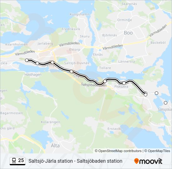 25 Route: Schedules, Stops & Maps - Saltsjö-Järla Station (Updated)