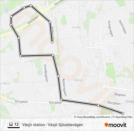 12 Route: Schedules, Stops & Maps - Växjö Sjöuddevägen (Updated)