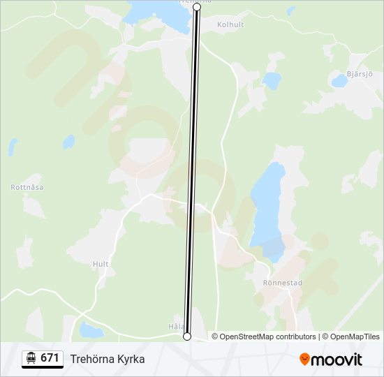 671 Rutt: Tidtabeller, Hållplatser & Kartor - Trehörna Kyrka (Uppdaterat)