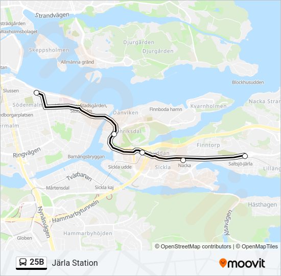 25B Route: Schedules, Stops & Maps - Järla Station (Updated)