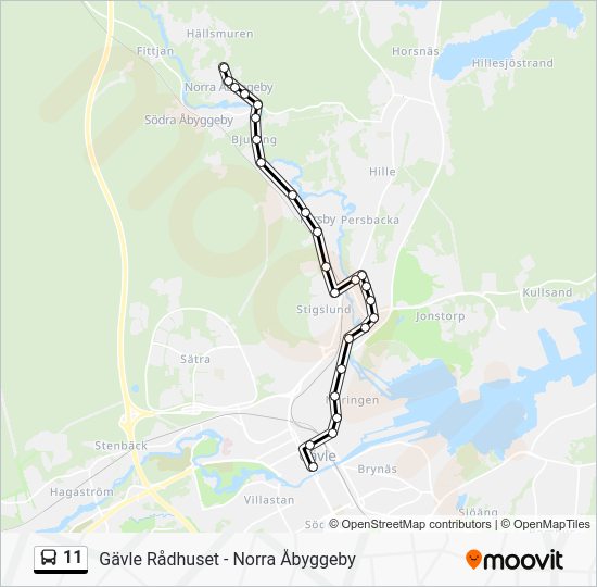 11 Route: Schedules, Stops & Maps - Norra Åbyggeby (Updated)