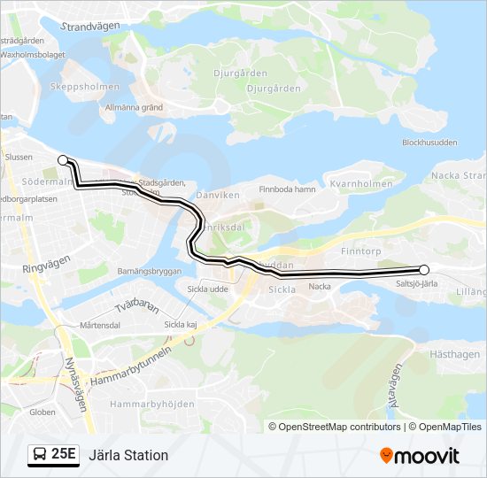 25e Route: Schedules, Stops & Maps - Järla Station (Updated)