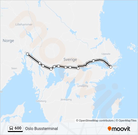 600 Route: Schedules, Stops & Maps - Oslo Bussterminal (Updated)