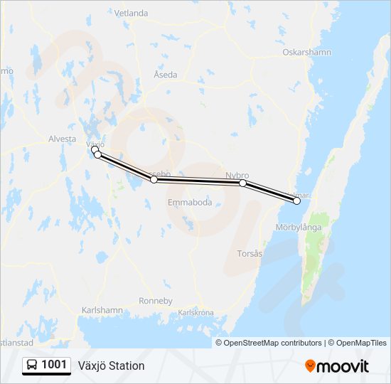 1001 Route: Schedules, Stops & Maps - Växjö Station (Updated)