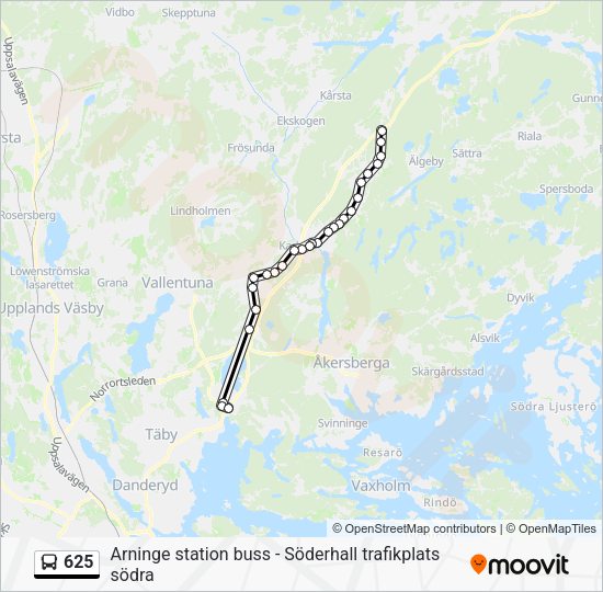 625 Route: Schedules, Stops & Maps - Söderhall Trafikplats Södra (Updated)
