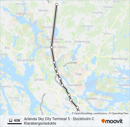 40K Route: Schedules, Stops & Maps - Stockholm C Klarabergsviadukte ...