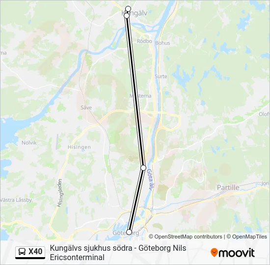 X40 Route: Schedules, Stops & Maps - Kungälvs Sjukhus Södra (Updated)